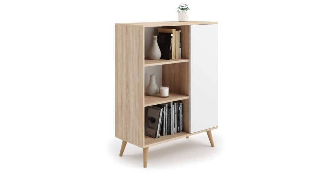 Librería Color Roble y Blanco 90x116x40 cm – Estilo Escandinavo con 3 ...