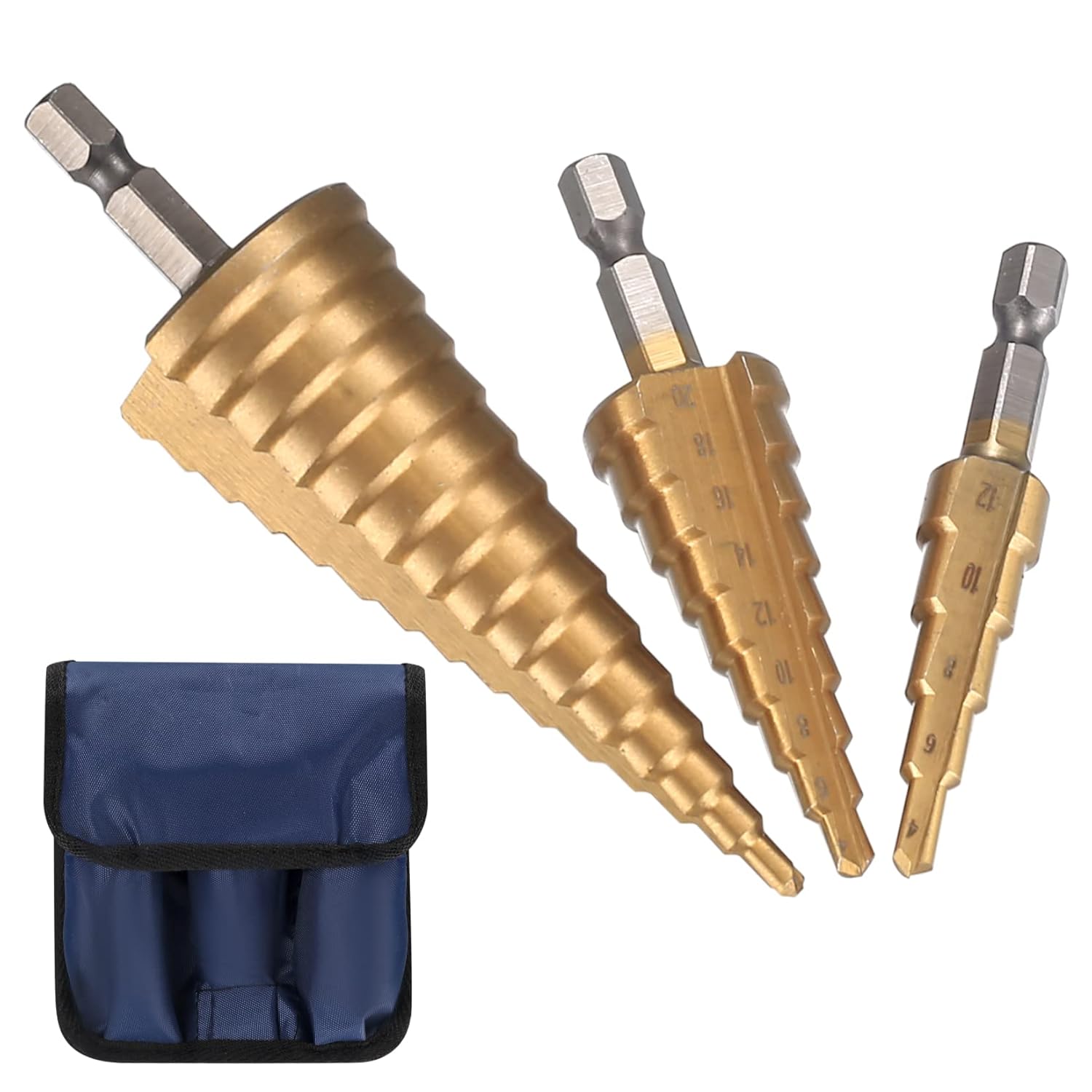 Broca escalonada de 3 piezas, broca escalonada triangular cónica ...