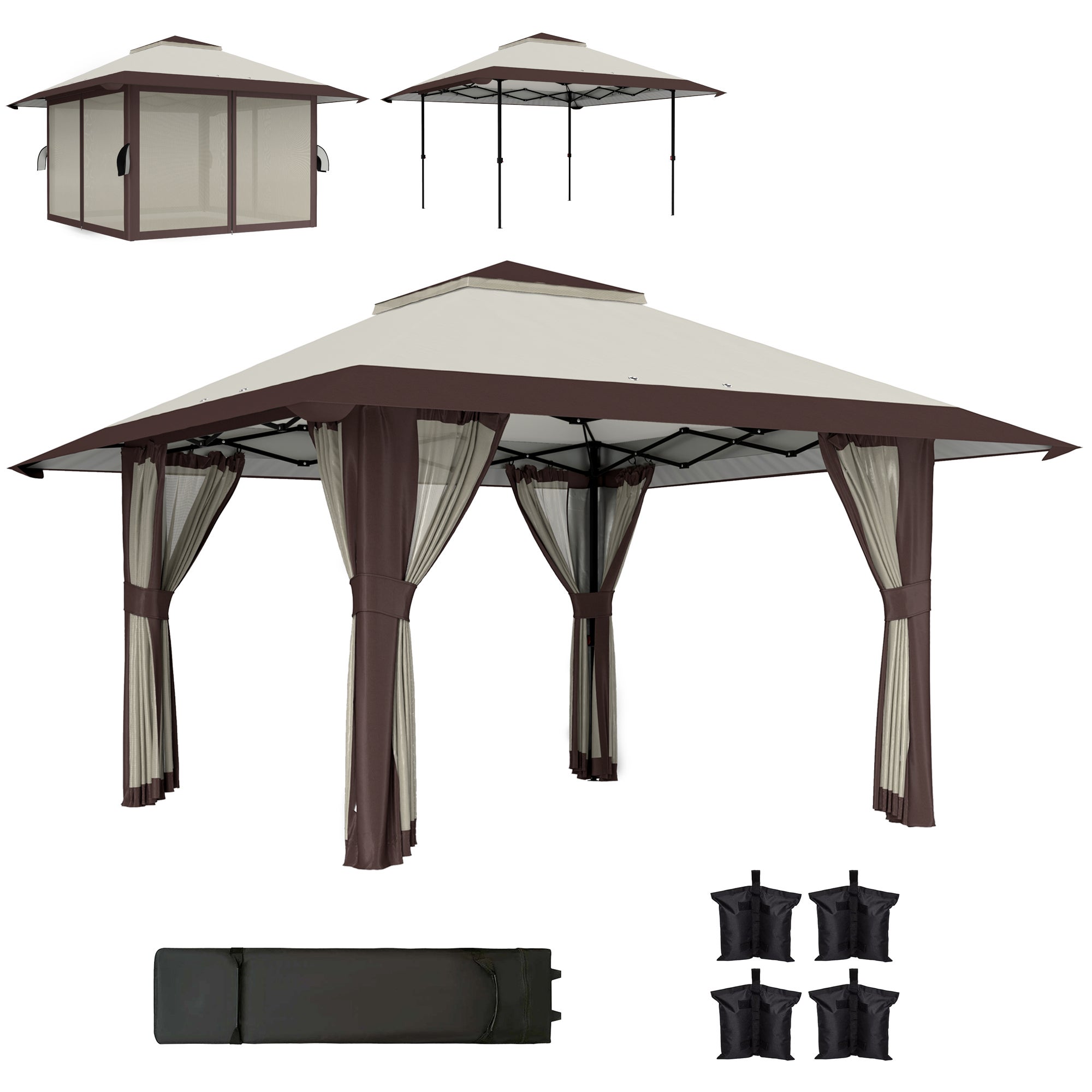 Carpa de jardín plegable - Altura regulable, mosquiteras y bolsas de ...