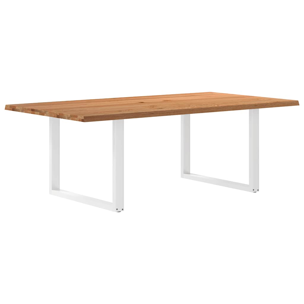 Mesa de comedor rectangular de madera maciza de roble con borde natural | Leroy Merlin