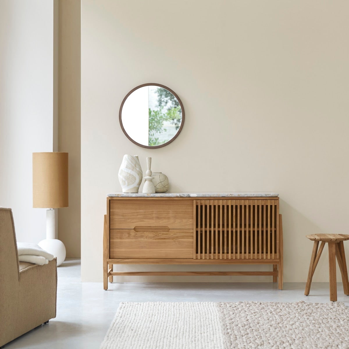 Tikamoon Buffet Isaure en bois de teck massif et terrazzo premium 140 ...