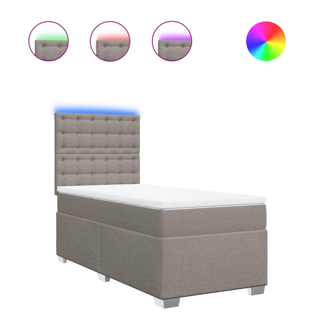 Cama box spring con colchón tela gris taupe 90x200 cm | Leroy Merlin