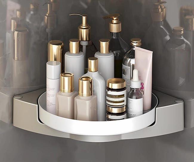 Panier de douche coin tournant - Plateau rotatif sans perçage 26x26x5.5 ...