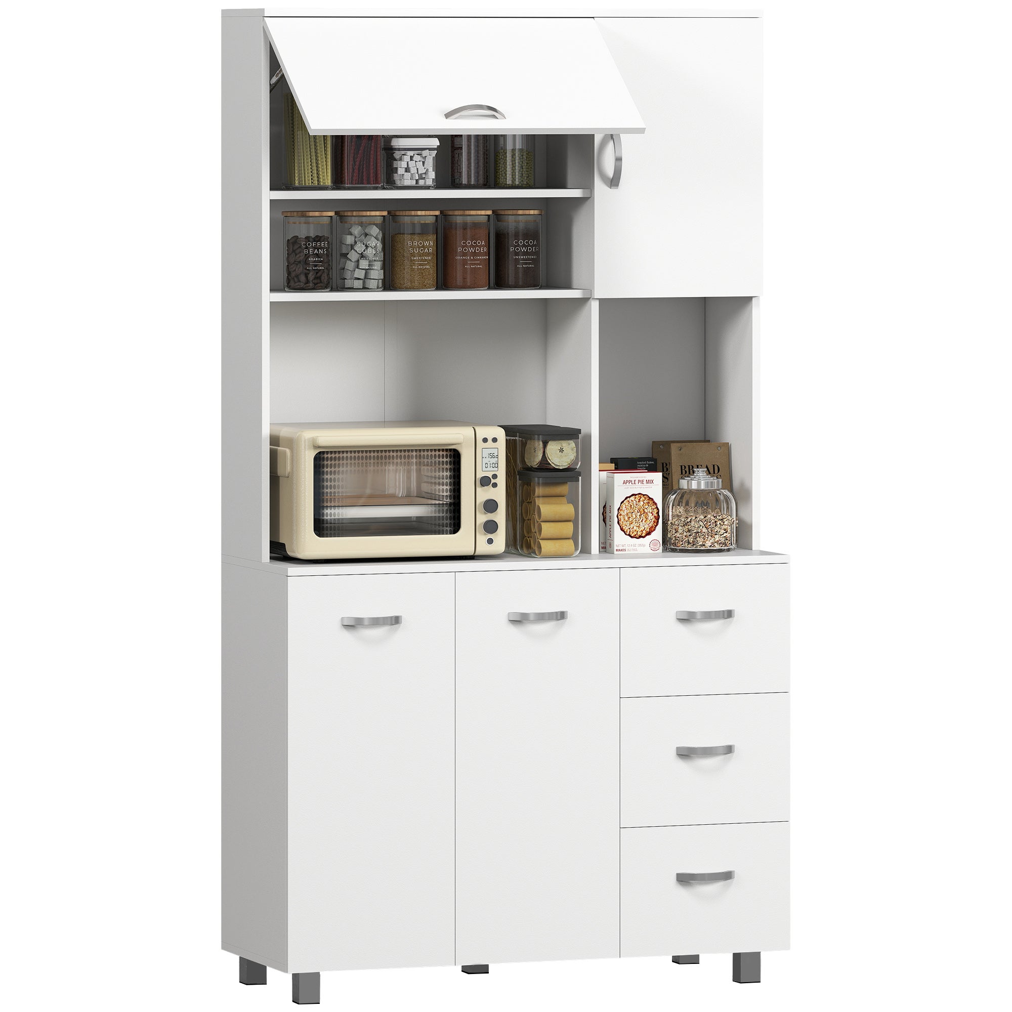 Buffet haut moderne avec tiroirs et placards, meuble pour four à micro ...
