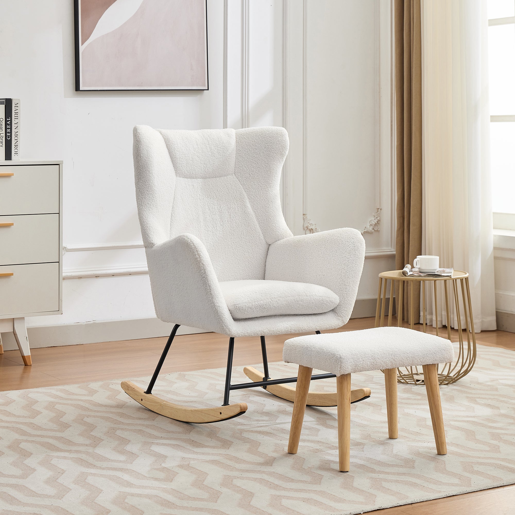 Mecedora de 30 grados con reposapiés - 69 x 87 x 98 cm - Terciopelo ...