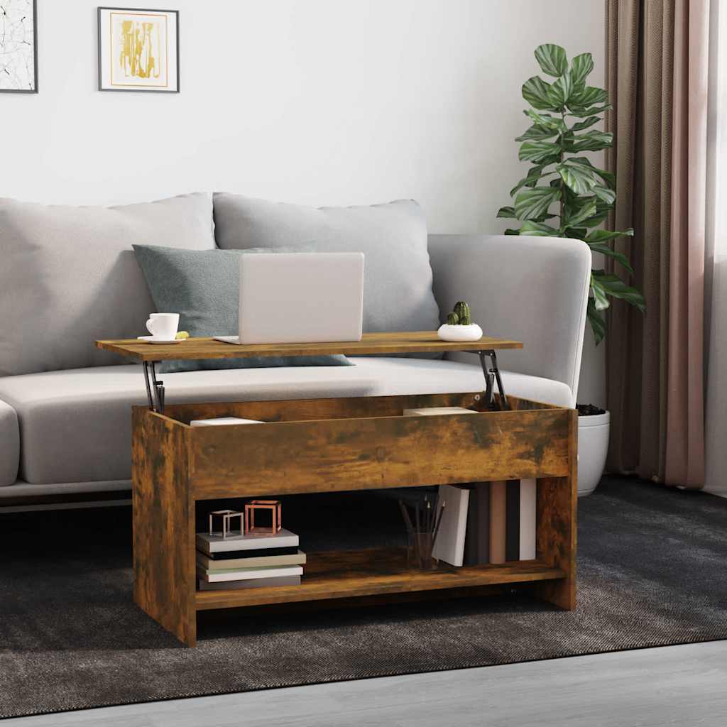 Table basse Chêne fumé 102x50x52,5 cm Bois d'ingénierie | Leroy Merlin