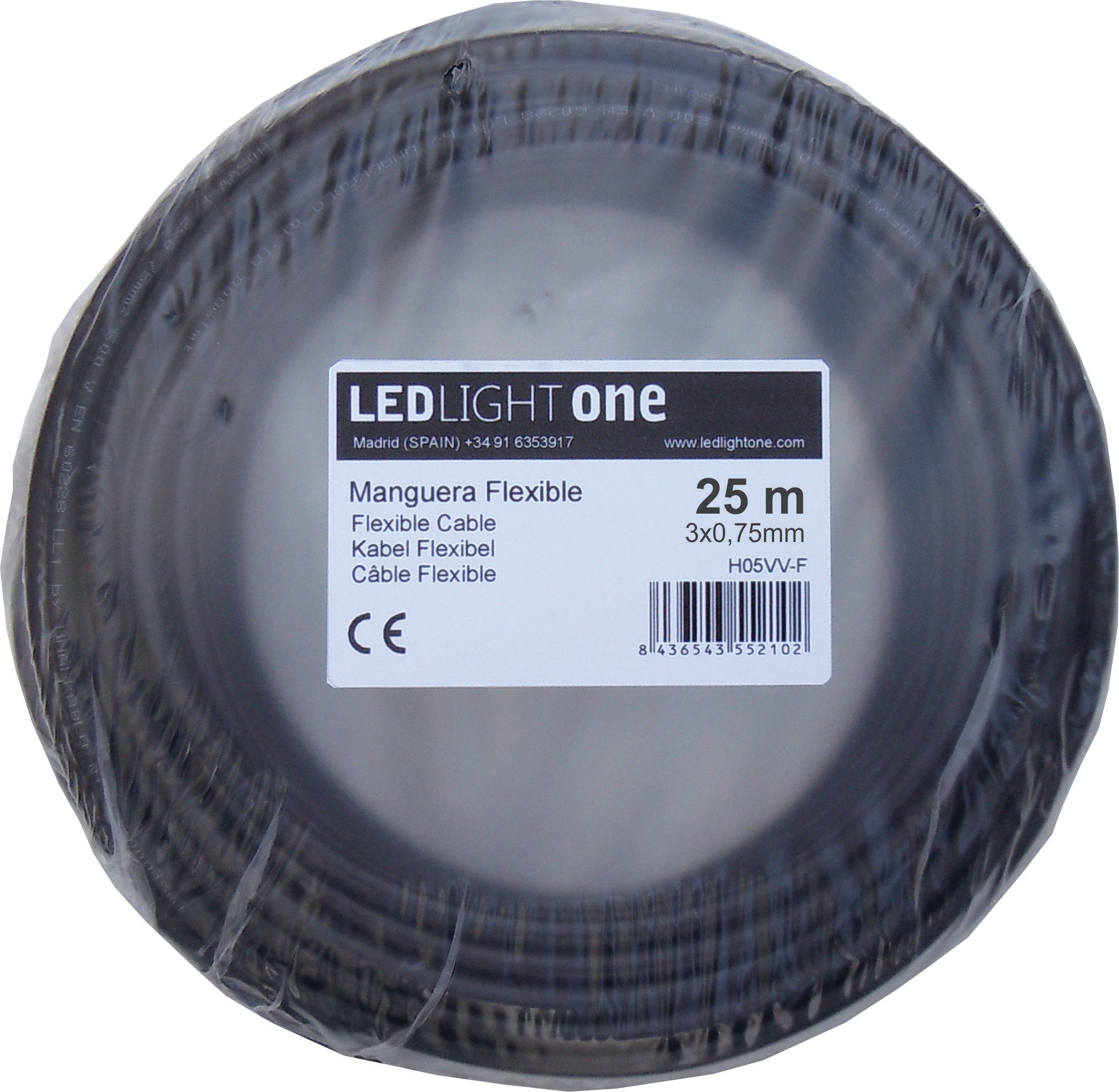 Led Light One Cavo H05VV-F, 3 x 0,75 mm, 25 m, colore: nero Tensione di ...