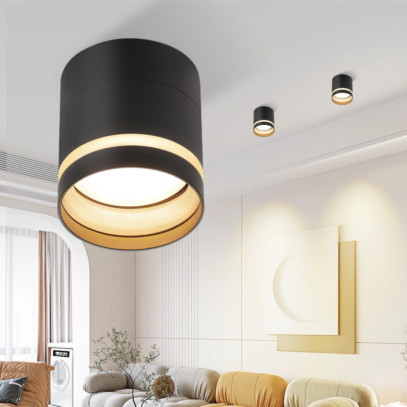 NETTLIFE Foco de superficie Foco de techo LED redondo negro 5W Foco de ...