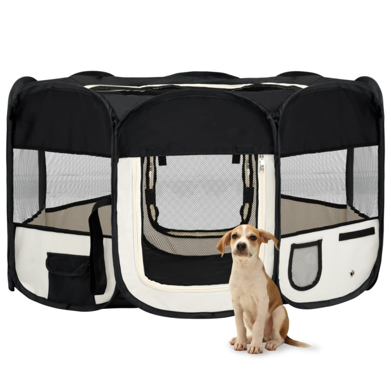 Parc pliable pour chien avec sac de transport Noir 145x145x61cm | Leroy ...