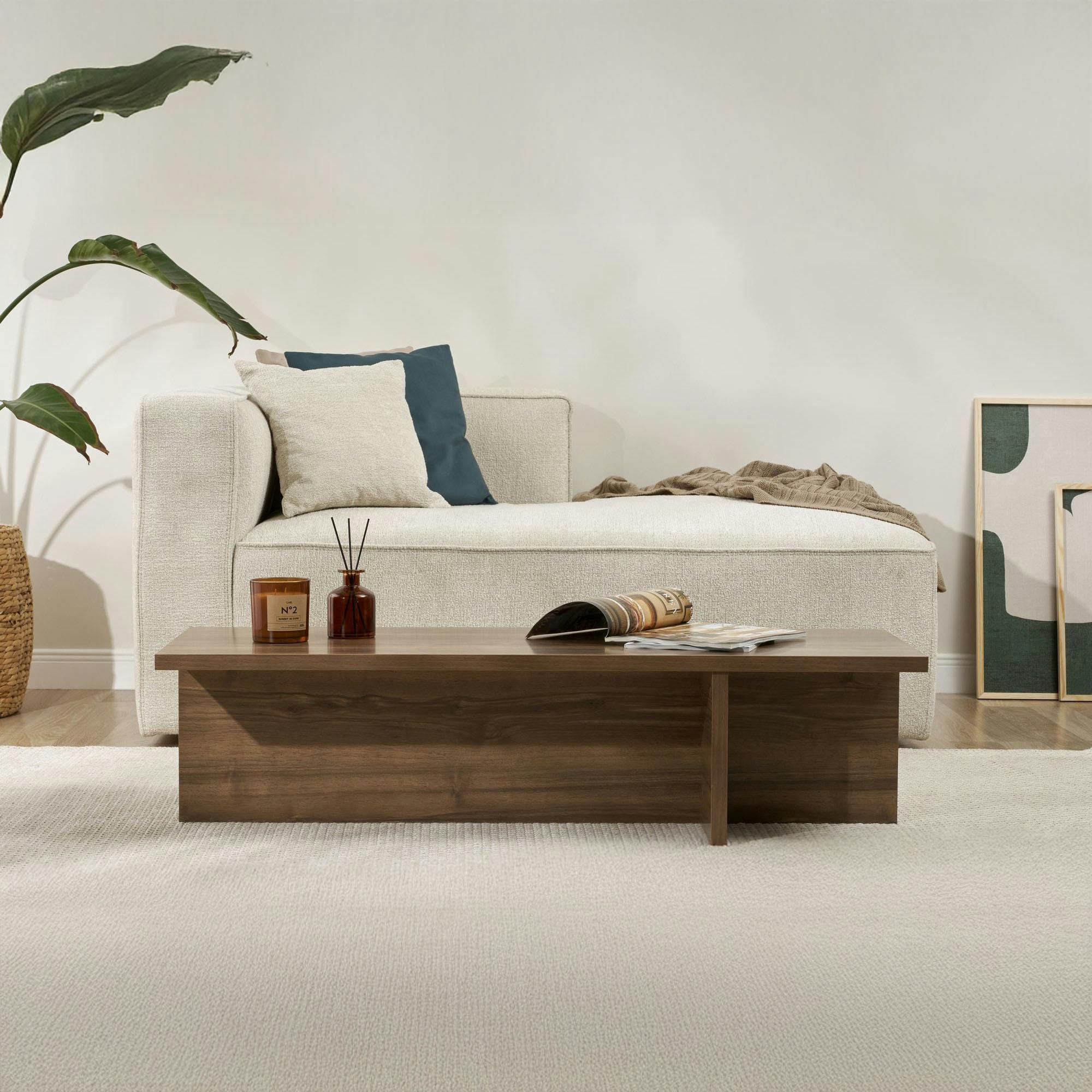 Table basse moderne minimaliste - effet bois de noyer MARFA | Leroy Merlin