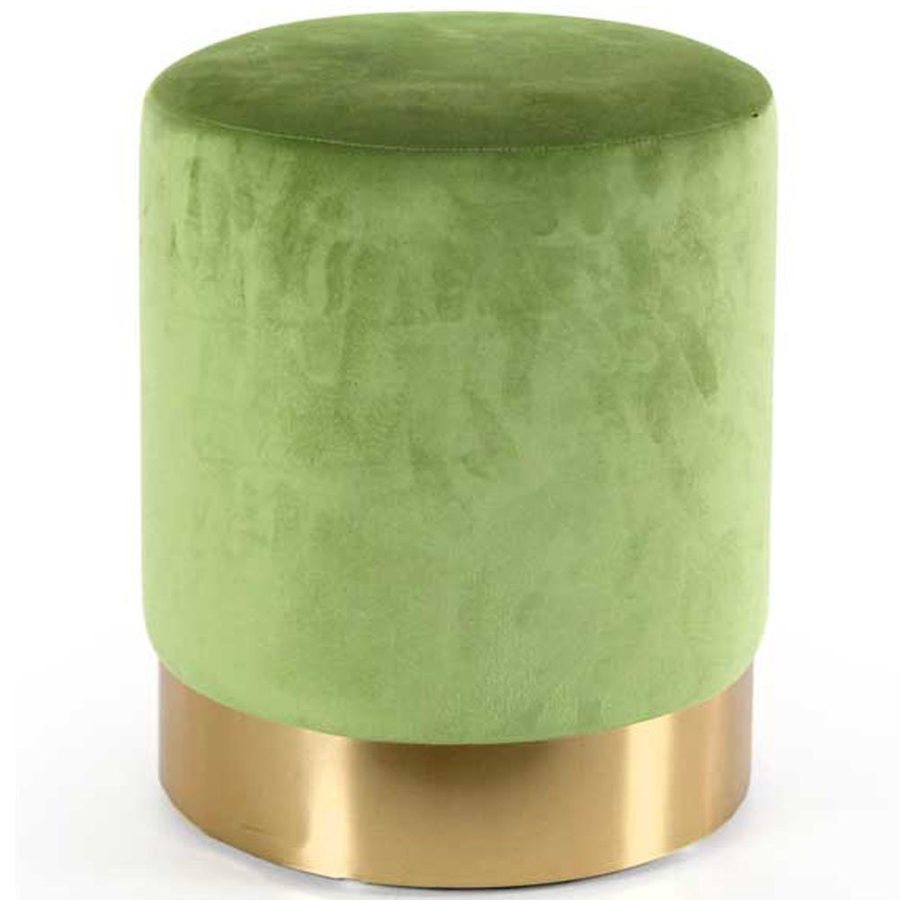Pouf moderne en velours vert avec bande dorée design 32 x 37 h | Leroy ...