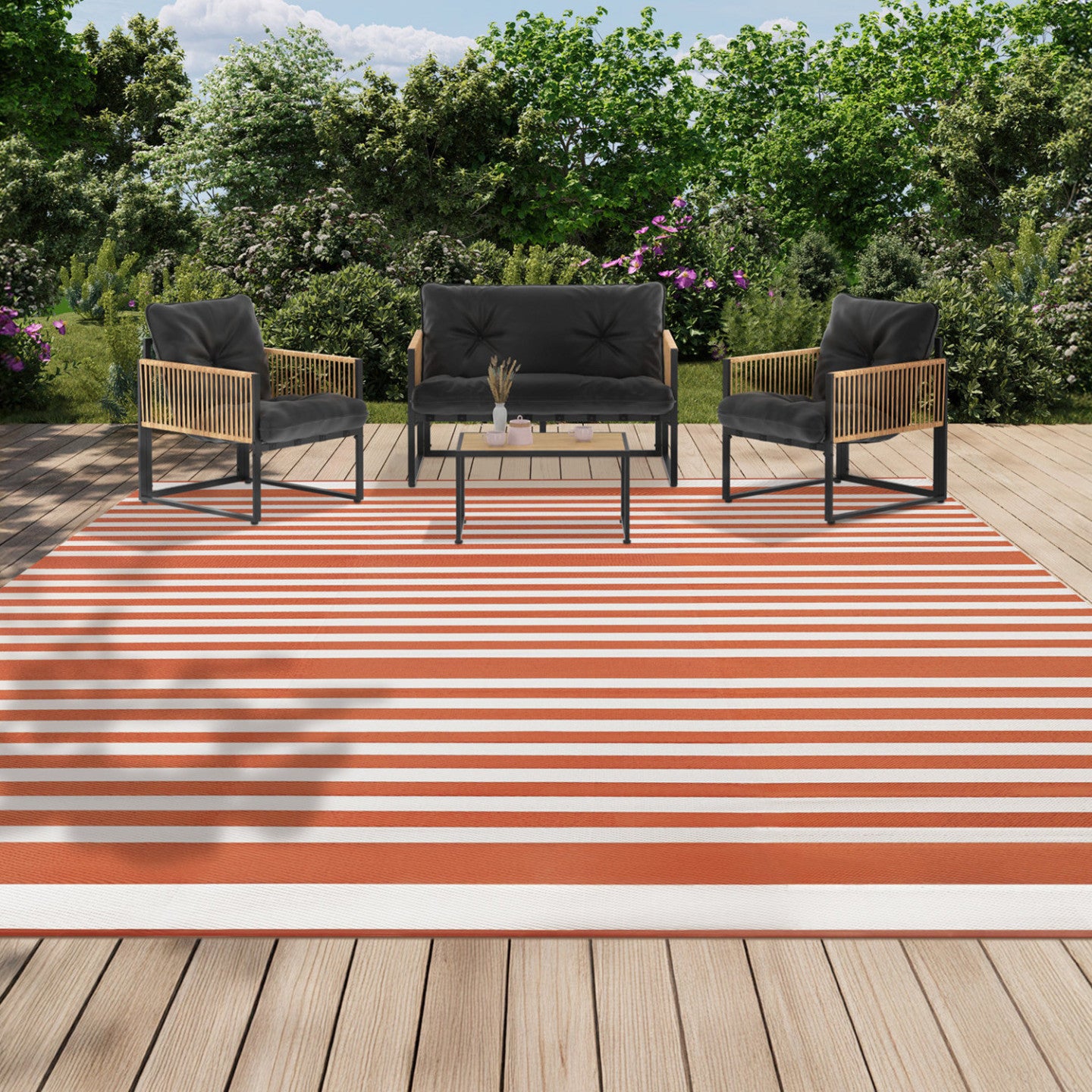 Tapis extérieur RAYURES terracotta 270 x 370 CM | Leroy Merlin