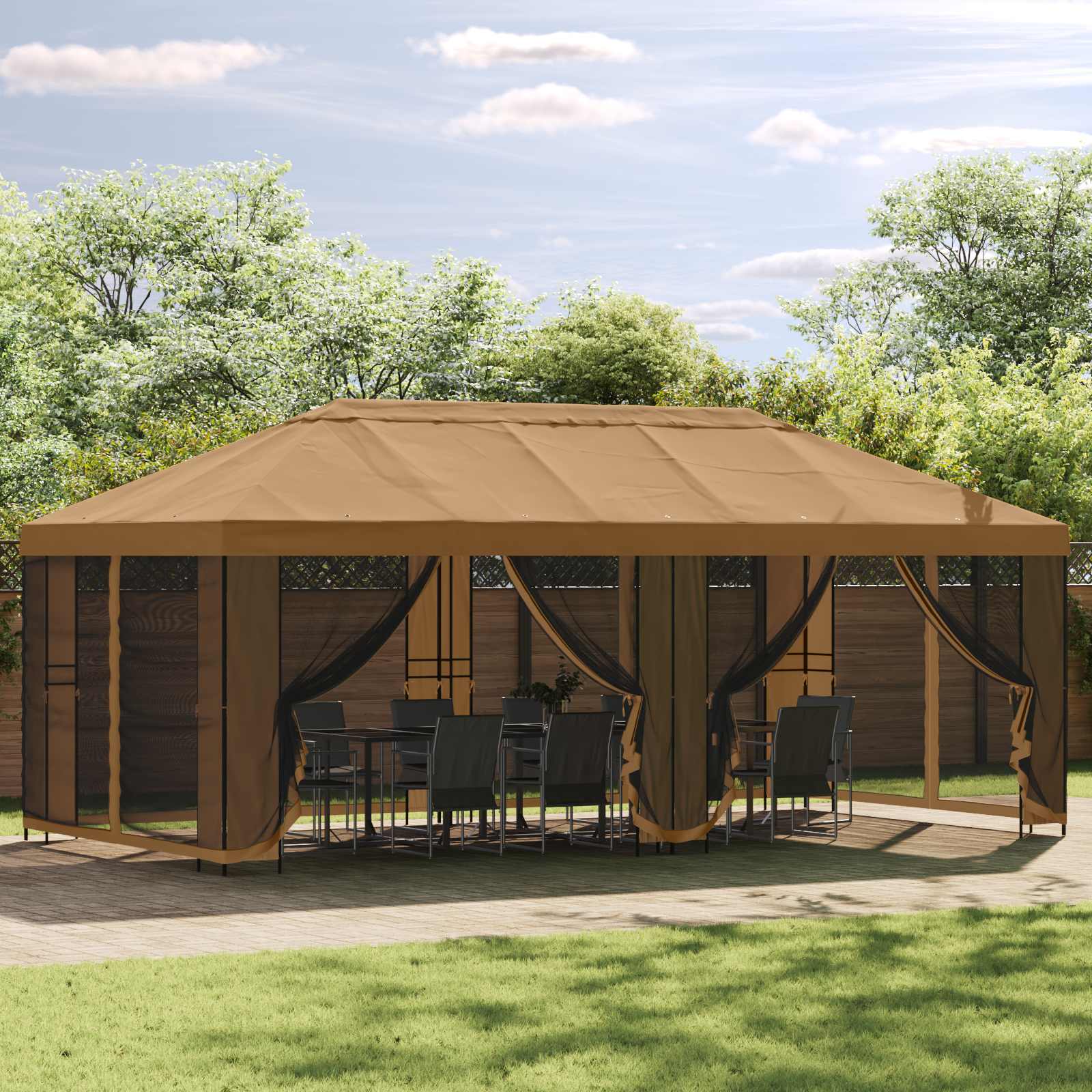 Funda de Gazebo con Paredes Laterales 6 x 3 m Beige Poliéster vidaXL ...