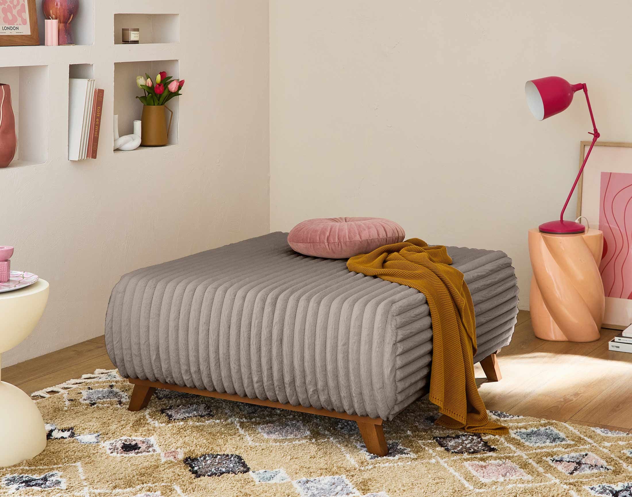 Cristal - pouf modulable - 95 cm - en fausse fourrure côtelée | Leroy ...