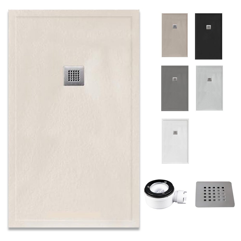 Plato de Ducha de Resina con Borde Extraplano Antideslizante Valvula y ...