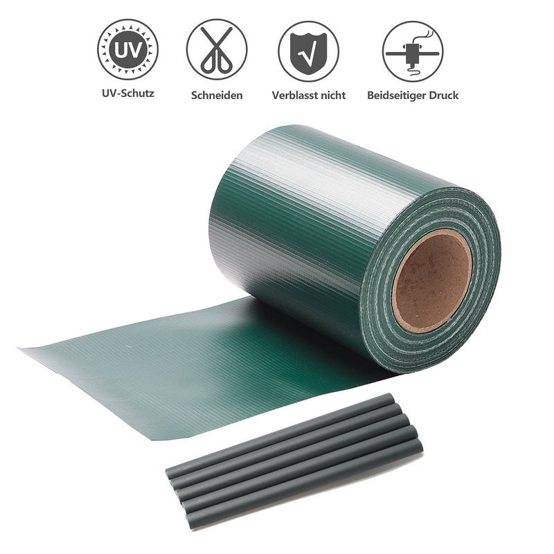 Biombo de jardín PVC doble barra rollo PVC 70x0,19m verde 2 unidades ...