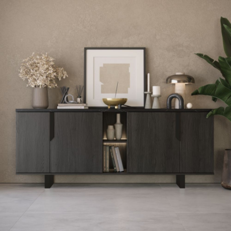 Madia Zaira 4 ante colore palissandro nero Zaira 165x49x83h | Leroy Merlin