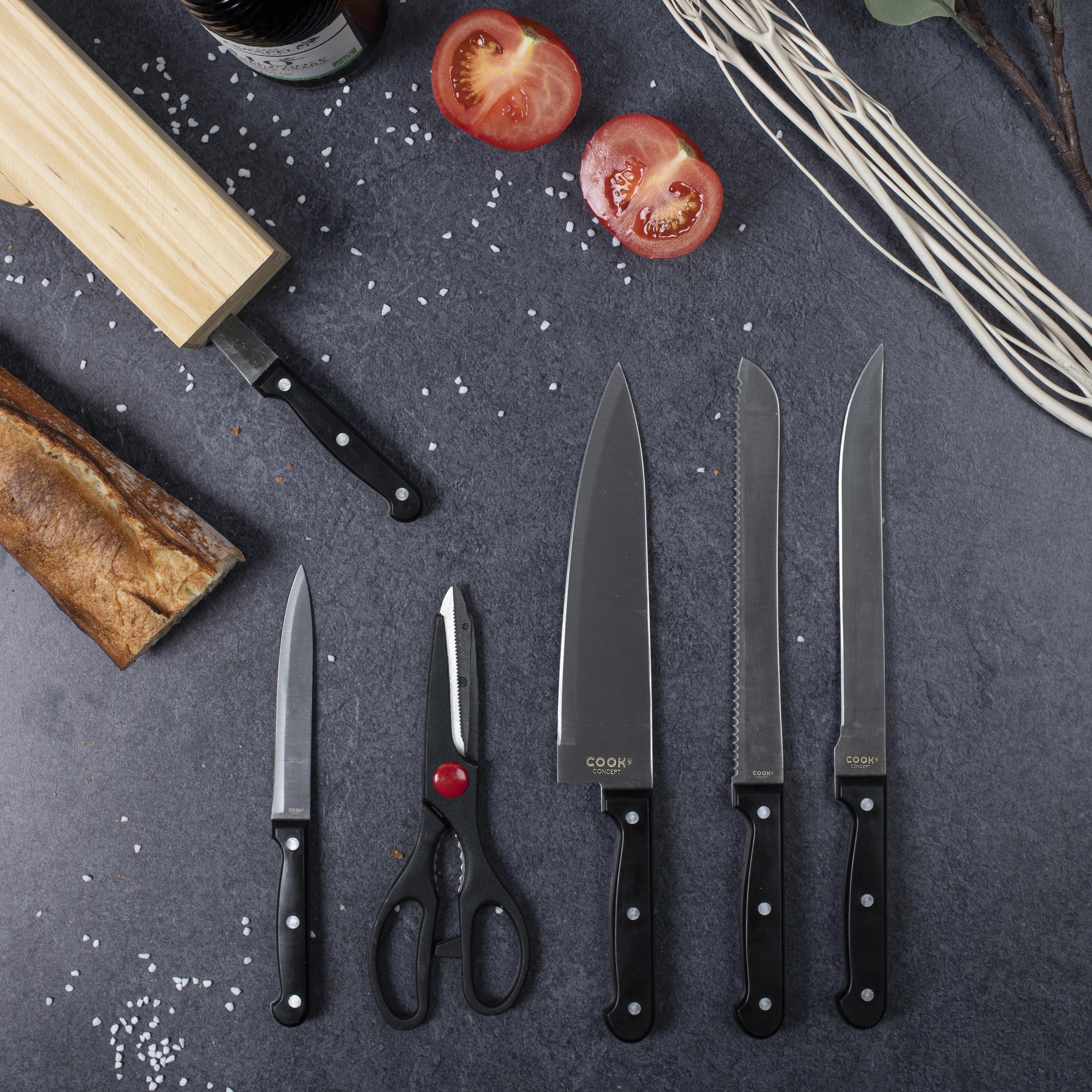 Bloc de 1 Couteau - COOK CONCEPT - Bloc 5 Couteaux et Ciseaux de ...