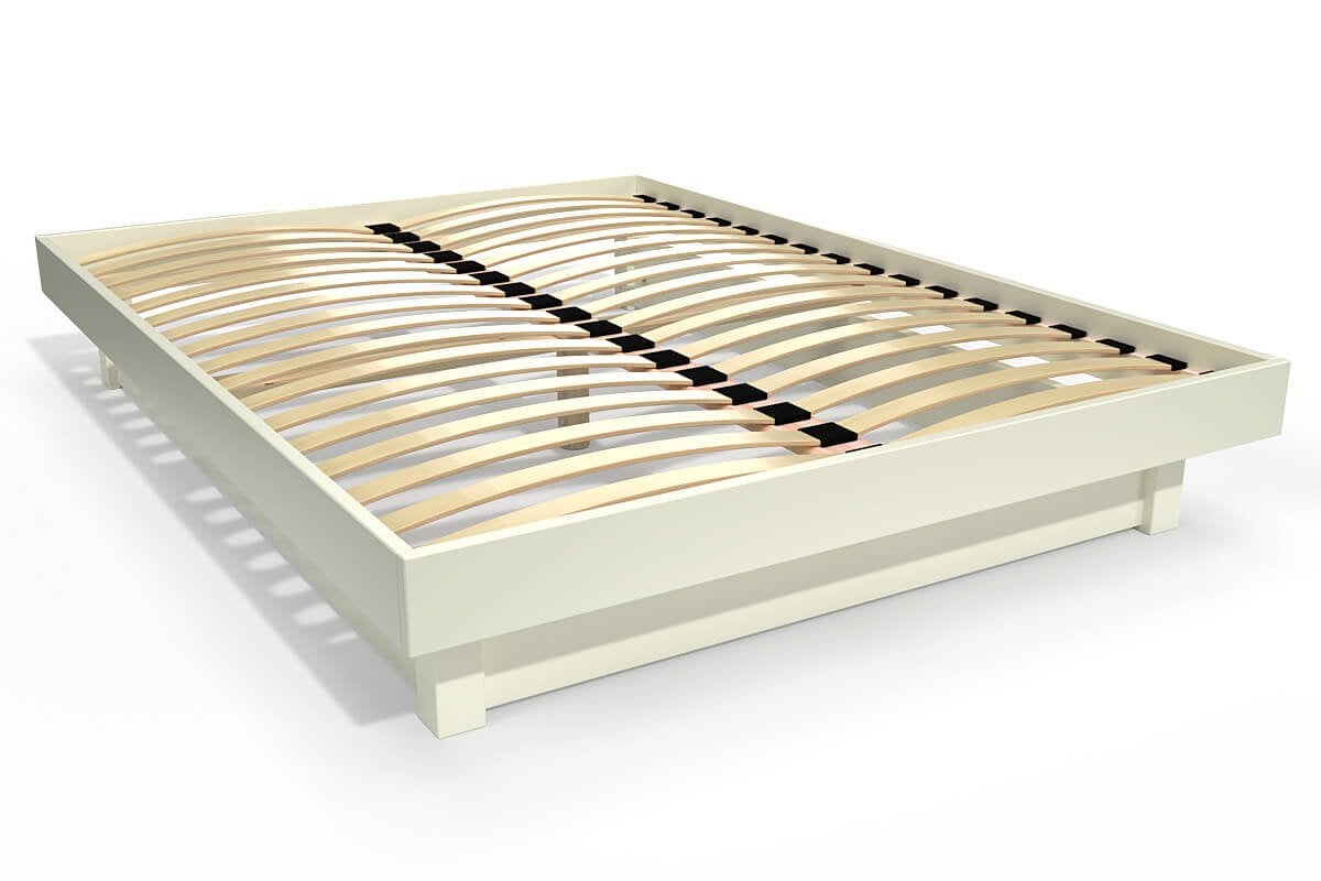 Lit plateforme 2 places bois massif 140x190 Beige | Leroy Merlin