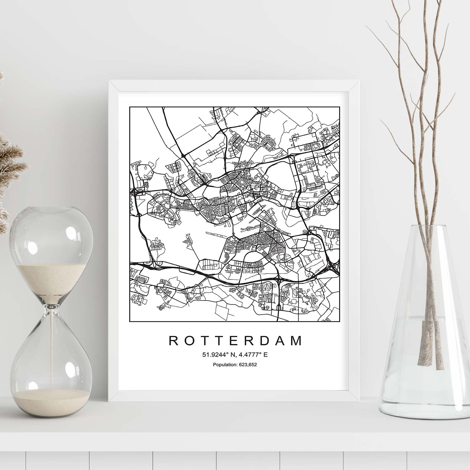 Carte Lame Rotterdam Nordic Style En Noir Et Blanc. A4 Sans Cadre ...