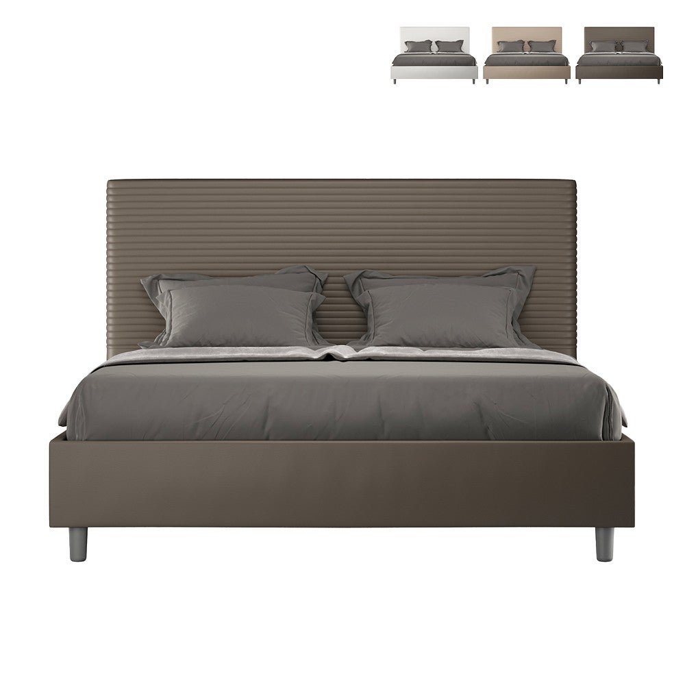 Lit double 170x190 avec coffre simili cuir moderne Focus M2 - Marron ...