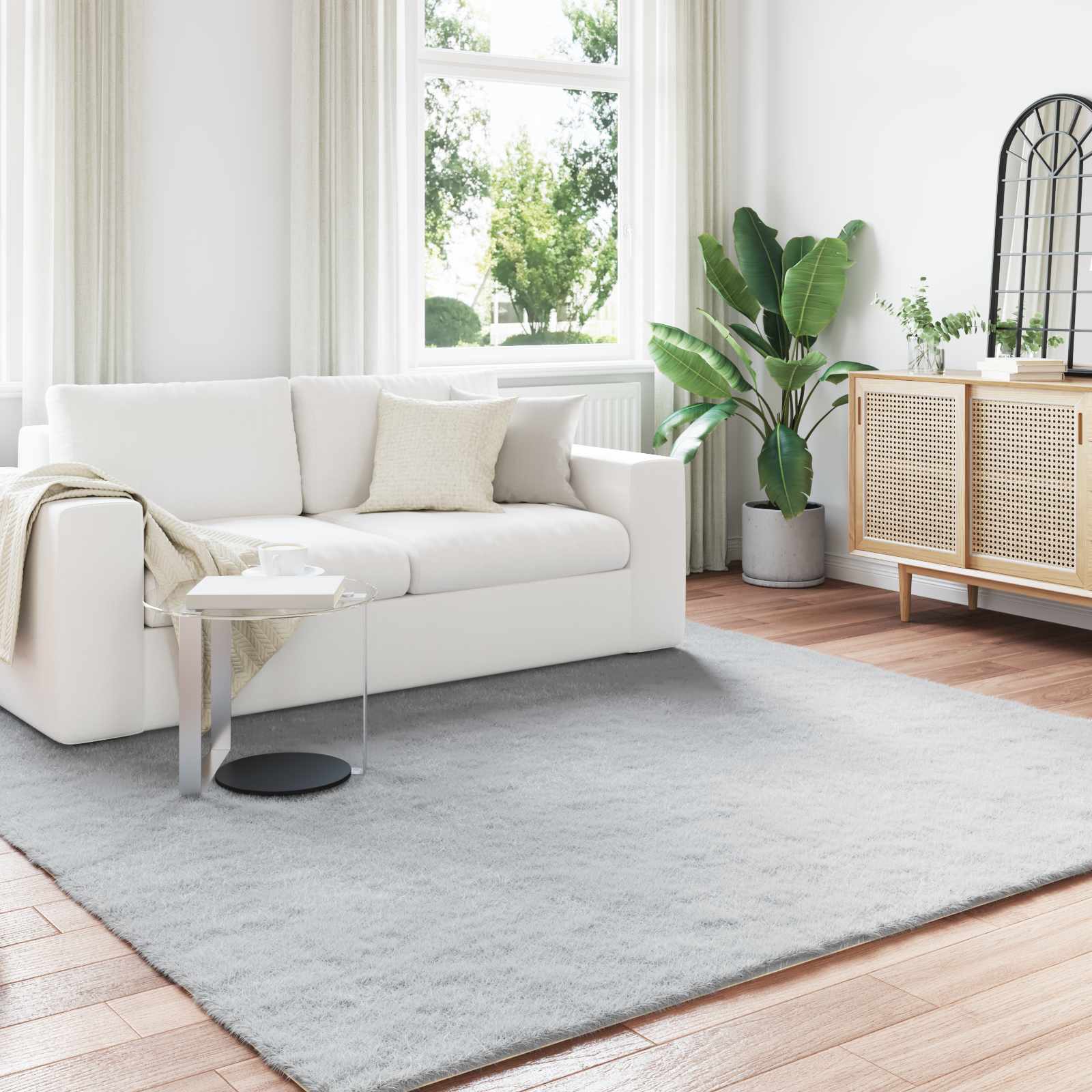 Tapis en Fourrure Synthétique de Lapin Olite Gris 200 x 200 cm vidaXL ...