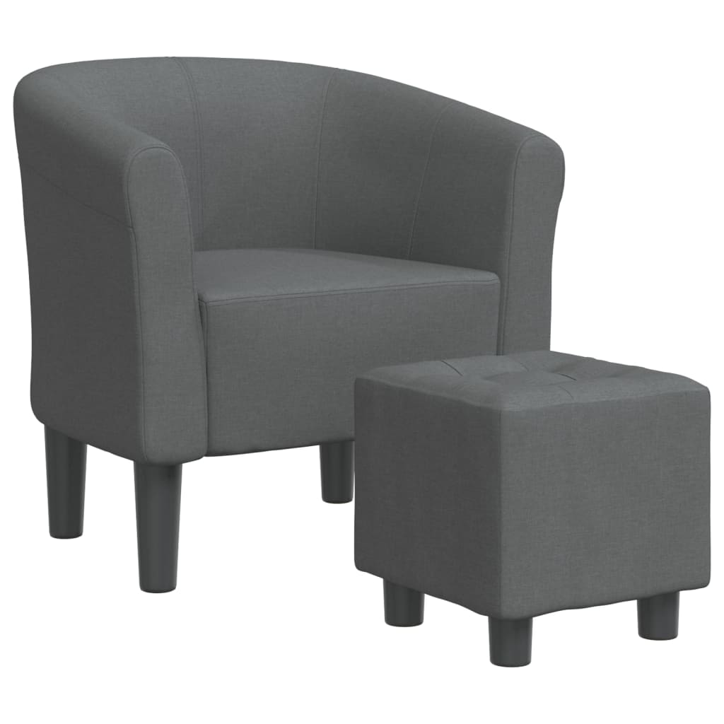 Sillón con taburete tela gris oscuro | Leroy Merlin