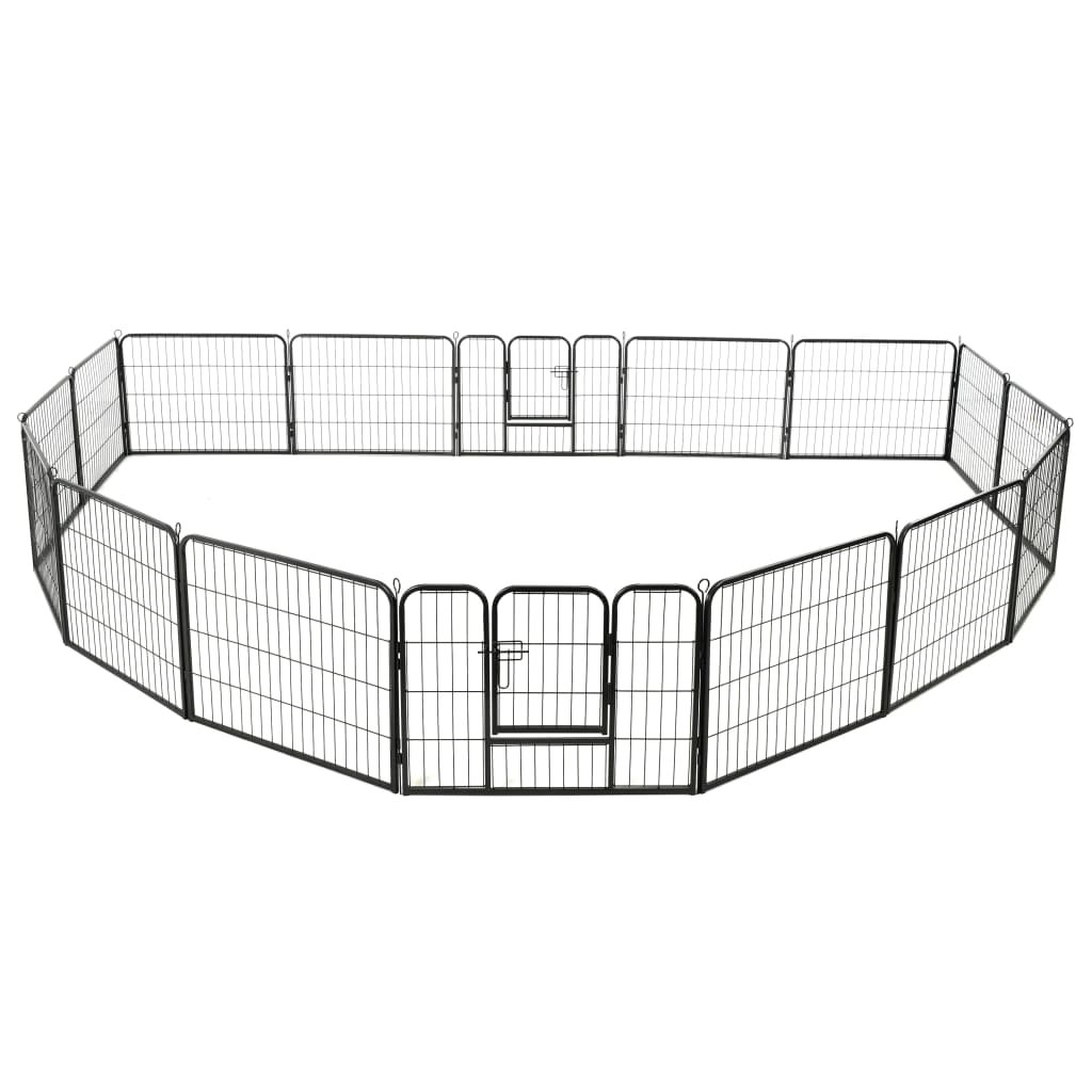 Corral para perros 16 paneles de acero 60x80 cm negro | Leroy Merlin