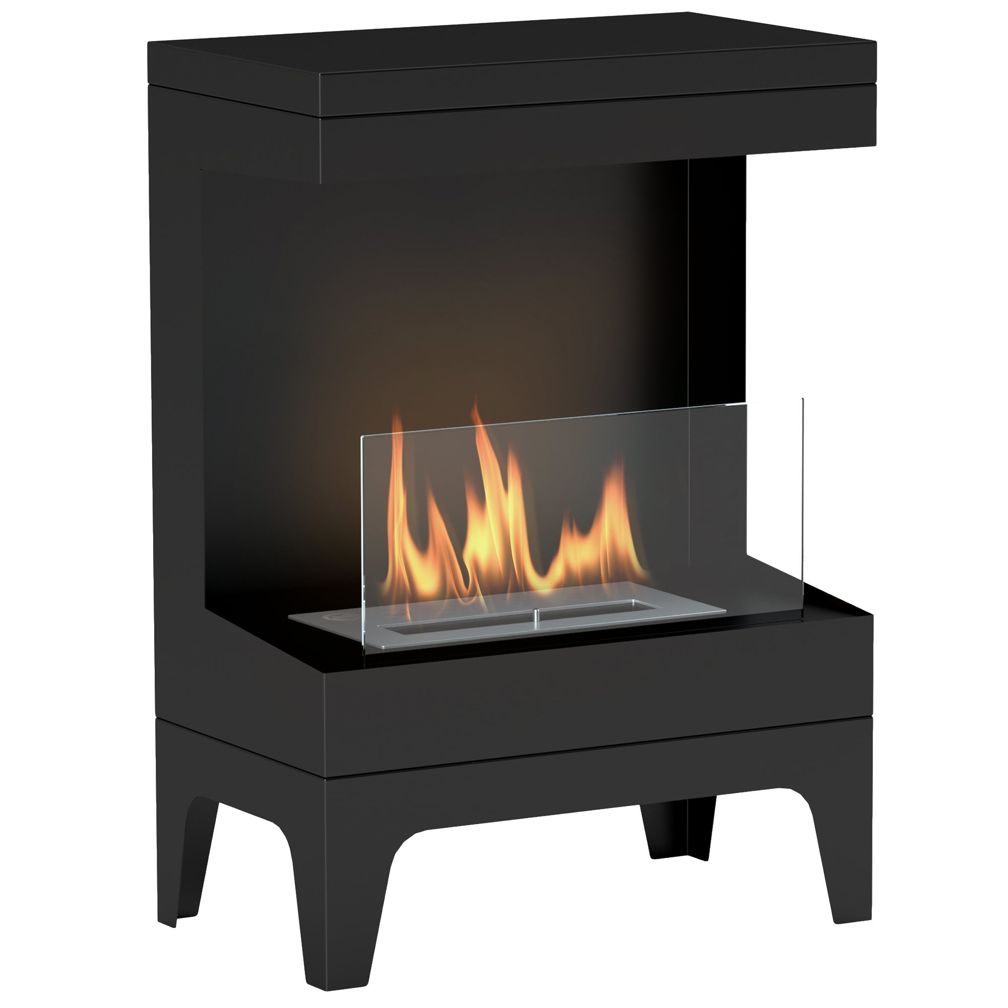 HOMCOM Cheminée au bioéthanol Acier Noir 38x22x54 cm 820-430V00BK ...