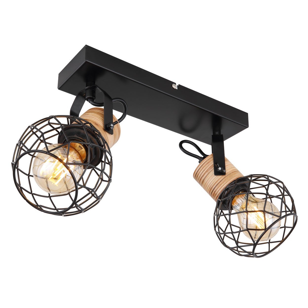 Plafonnier double spot noir mat 2x E27 | Leroy Merlin