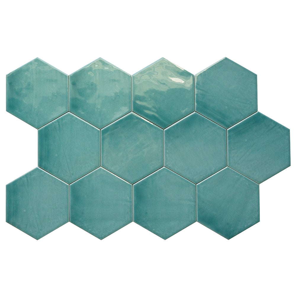 Carrelage SOL/MUR Hexagonal. Grès cérame brillant Premium. Arte Teal ...