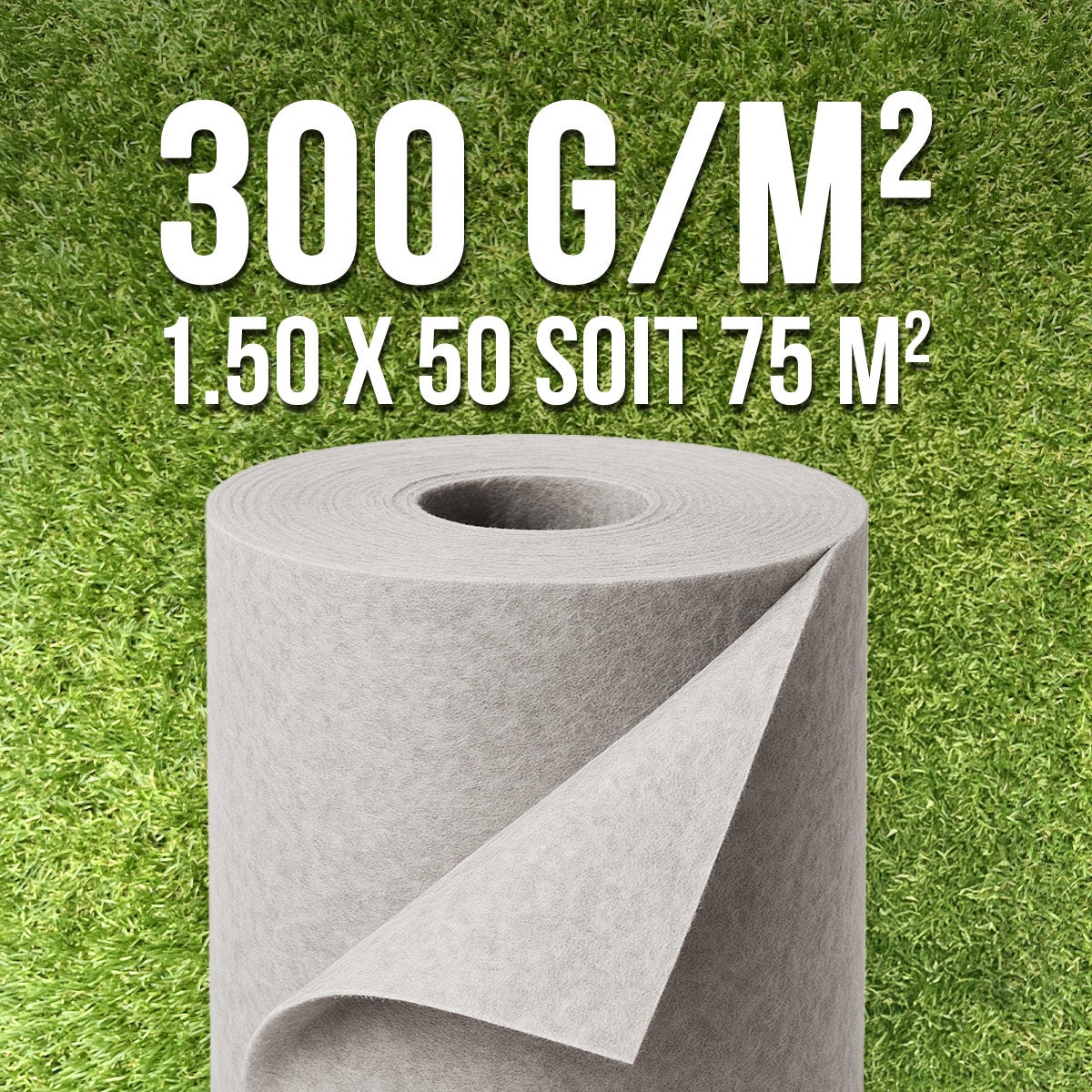 Géotextile gris 300 g/m² rouleau 1,5 m × 50 m soit 75 m² – feutre ...
