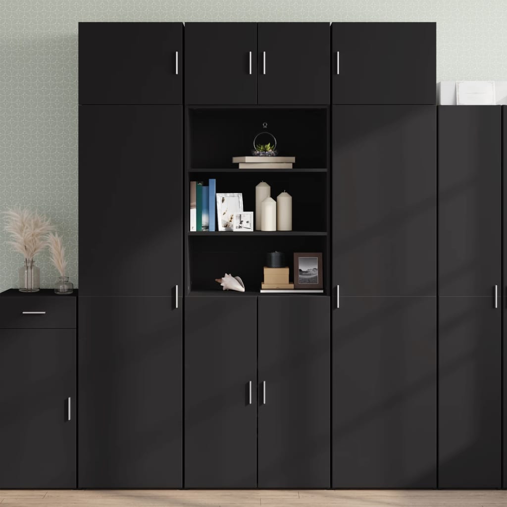 Armoire de rangement | Meuble de rangement noir 70x42,5x225 cm bois d ...