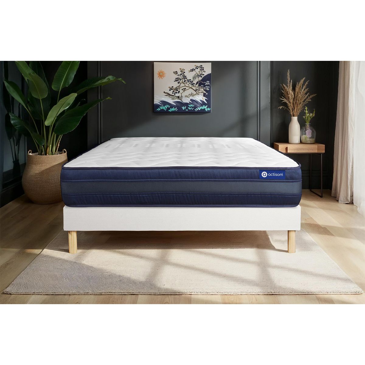 Ensemble matelas 140 x 200 cm Actilatex tech - Latex et mémoire de forme - Ep : 24 cm - Très ...