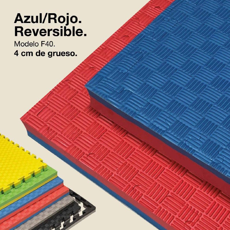 JOWY Puzzle Tatami 4cm 100x100cm – Surface 5 lignes Bleu/Rouge | Leroy ...