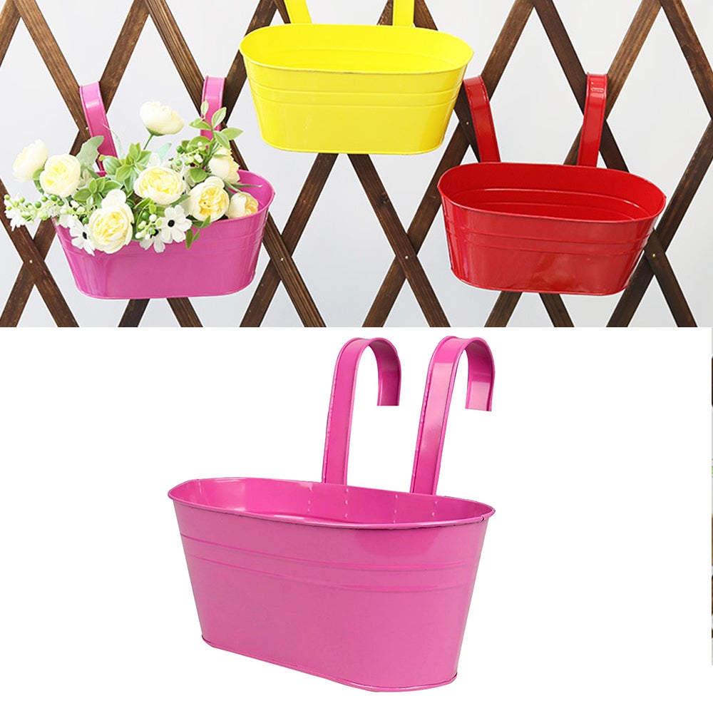 Pots de fleurs suspendus en fer métallique rose, avec crochets ...