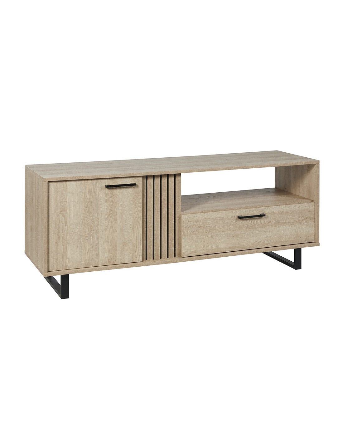 Meuble TV 165cm coloris chêne clair avec 2 portes et 1 niche collection ...