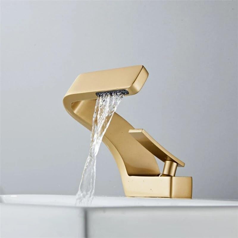 Grifo mezclador para lavabo de latón dorado mate, cuerpo de cartucho ...