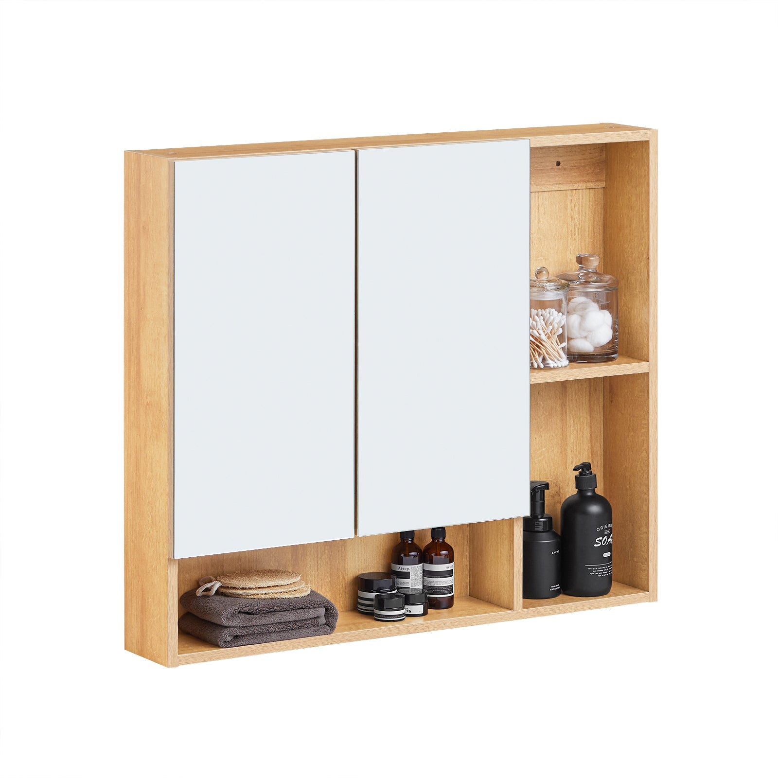 SoBuy BZR177-N Armoire Murale avec Miroir Meuble de Rangement Suspendu ...