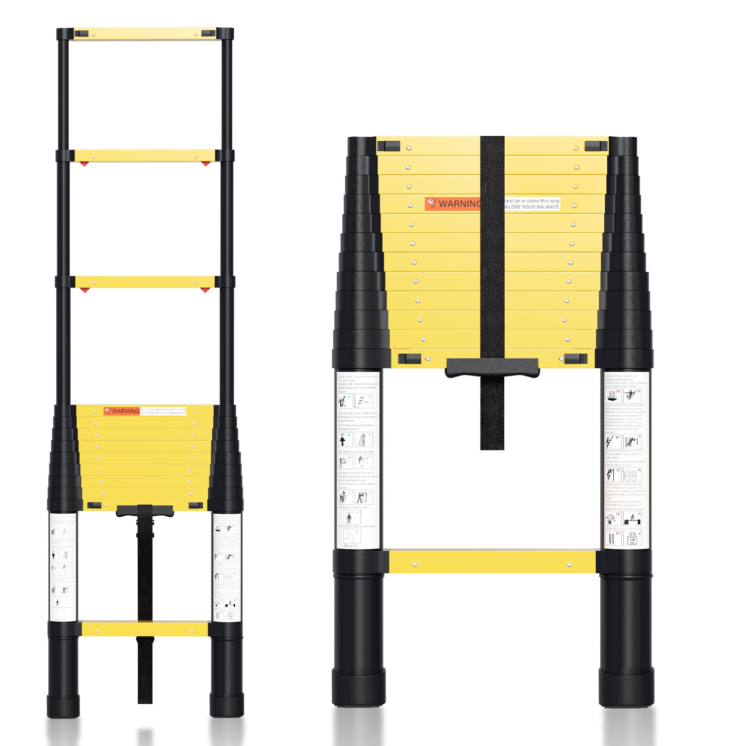 Escalera telescópica Escalera extensible de aluminio ligera de 3,8 m de ...