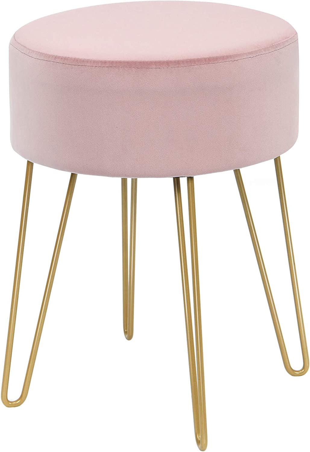 Pouf tabouret rond ø39cm, en velours avec pieds métalliques robustes ...