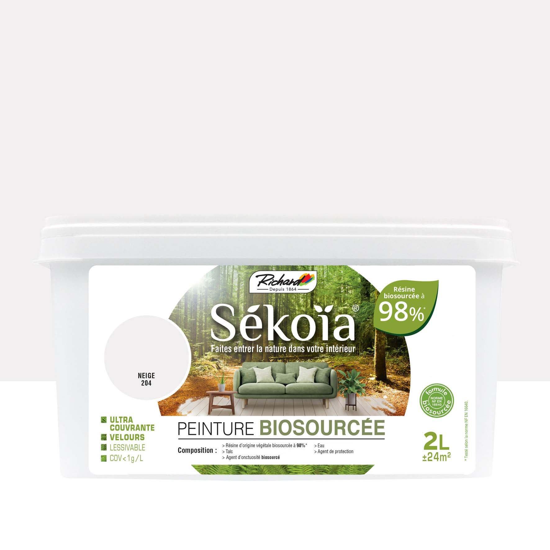 Peinture biosourcée Sékoia Richard neige velours 2 l | Leroy Merlin