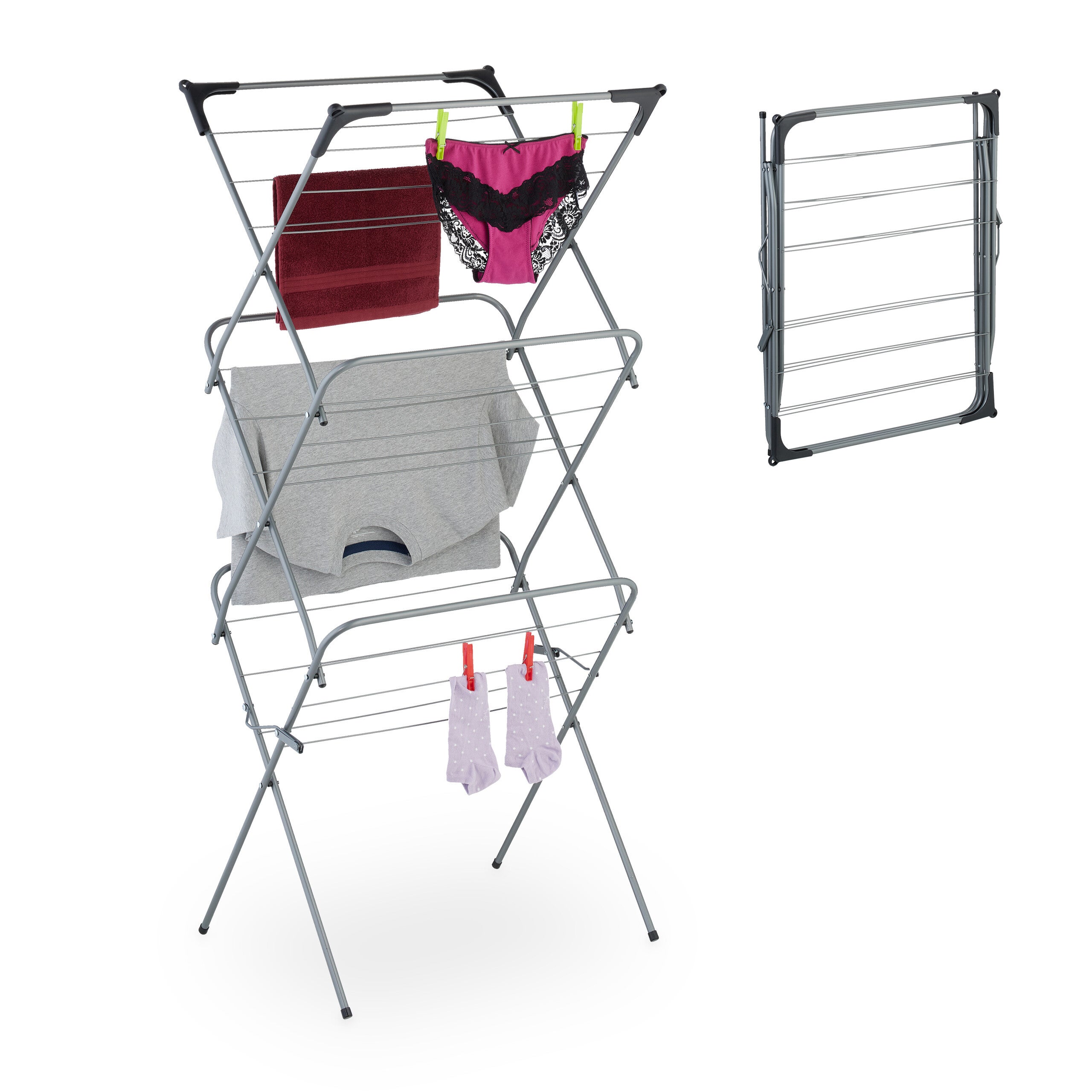 Relaxdays Séchoir à linge pliable, 18 barres, 136x62x51 cm, intérieur ...