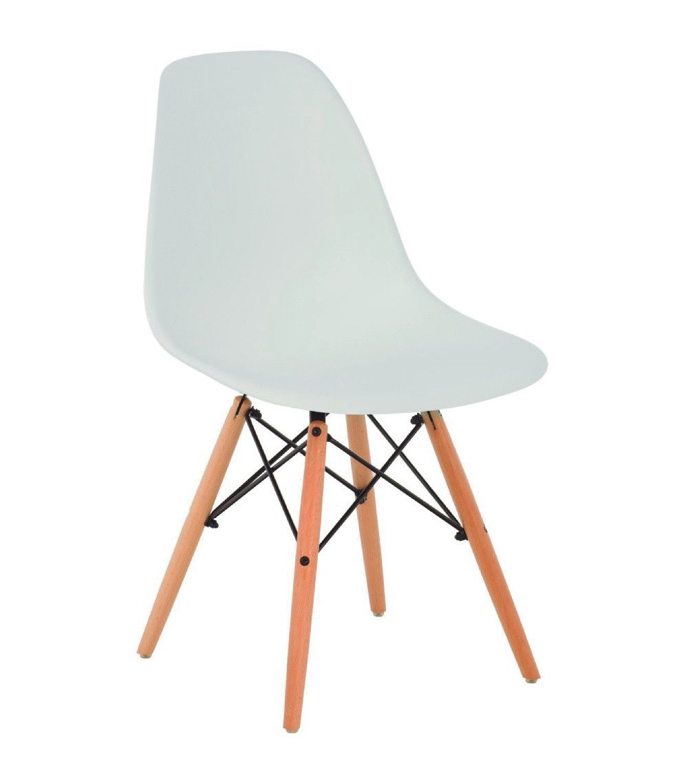 Silla NÓRDICA para comedor y cocina Blanca con patas madera de haya y ...