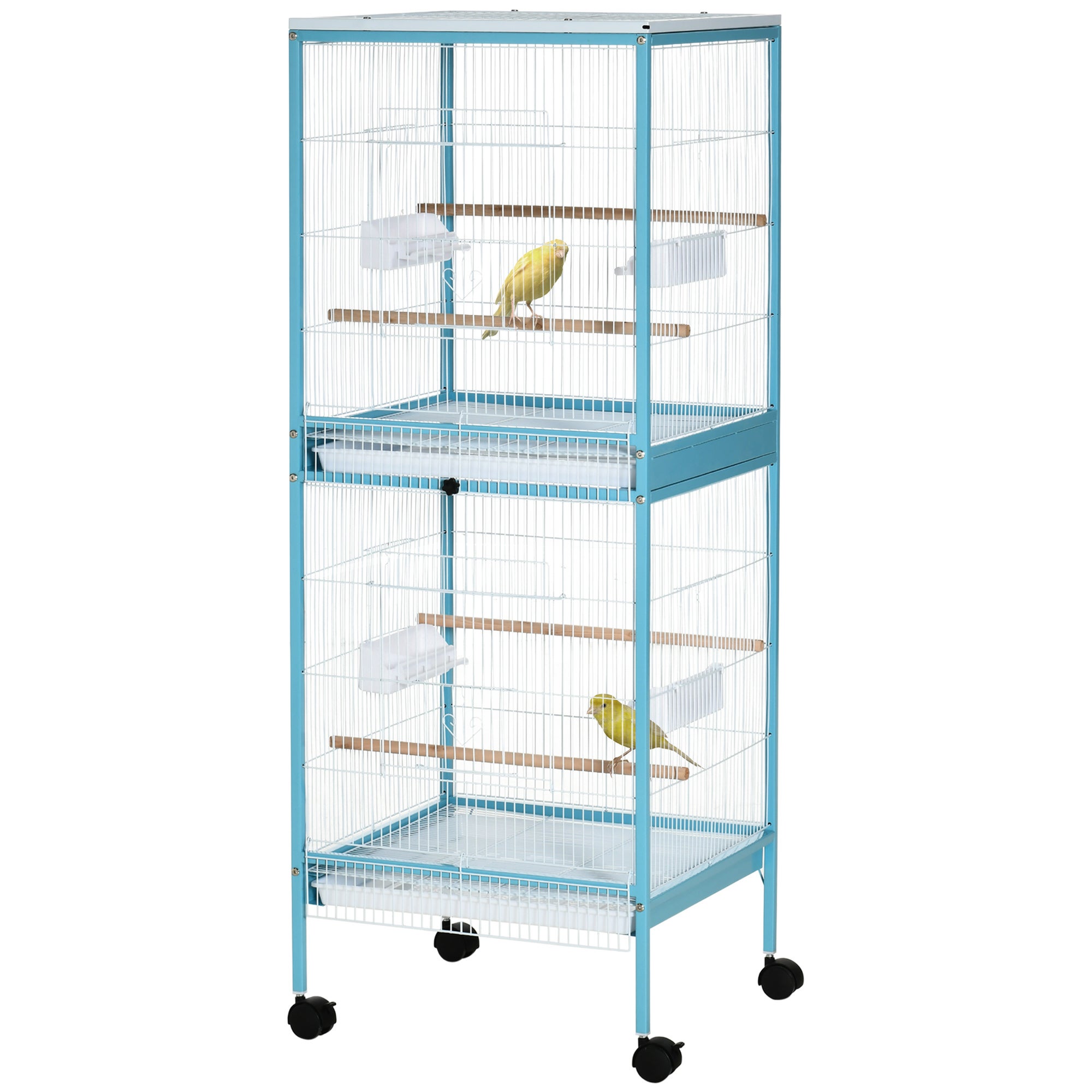 Cage à oiseaux 2 en 1 , volière d'intérieur avec 4 roues pivotantes ...