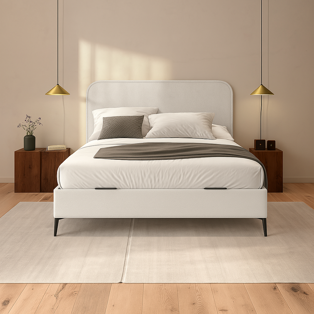 Tête de lit SAONA beige style méditerranéen tissu anti-taches pour lit ...