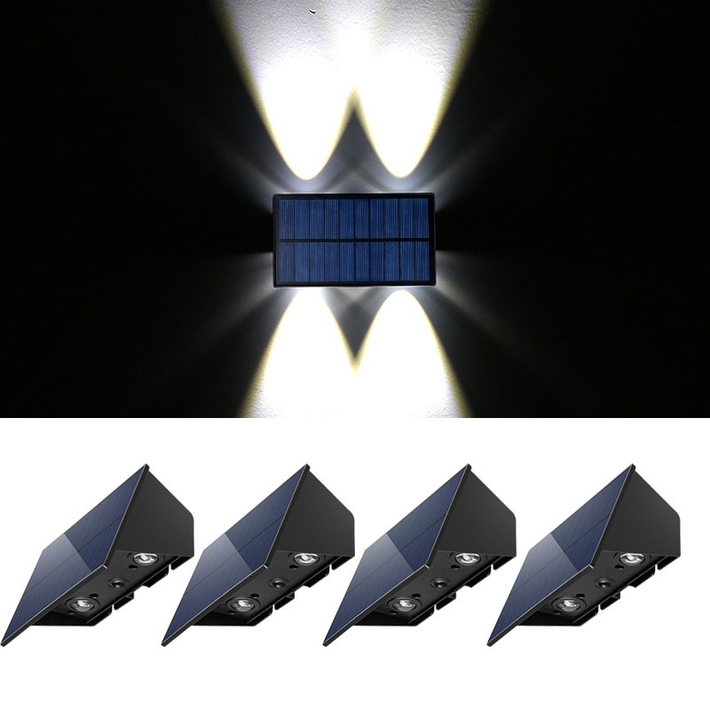 Lampes décoratives murales extérieures 4 pièces, appliques murales solaires à lumière blanche ...