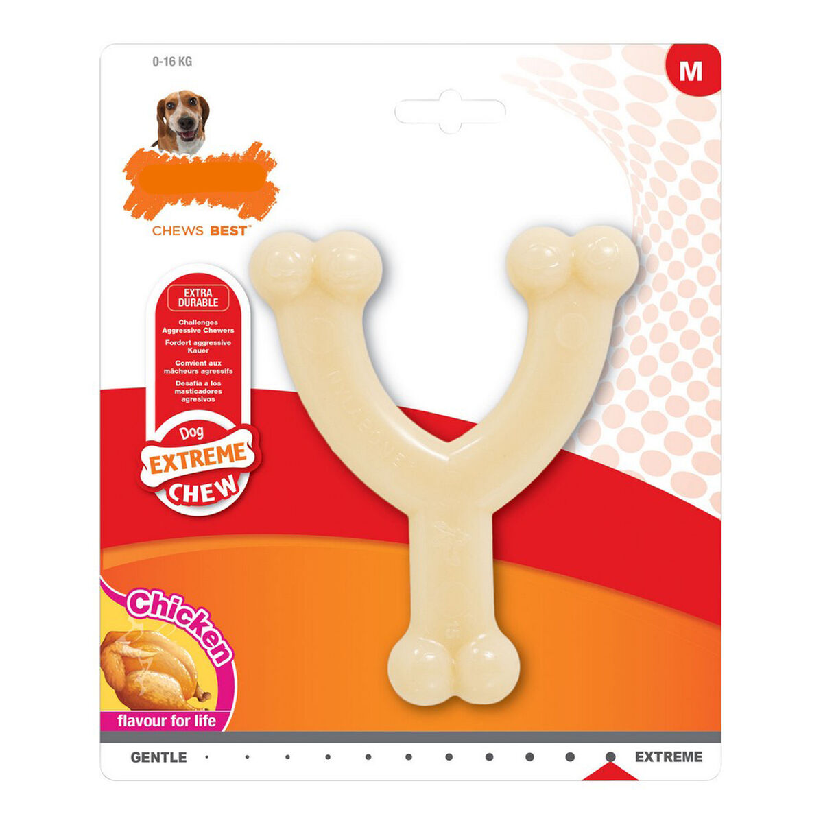 Mordedor de perro Nylabone Extreme Chew Wishbone Talla M Pollo Nylon ...