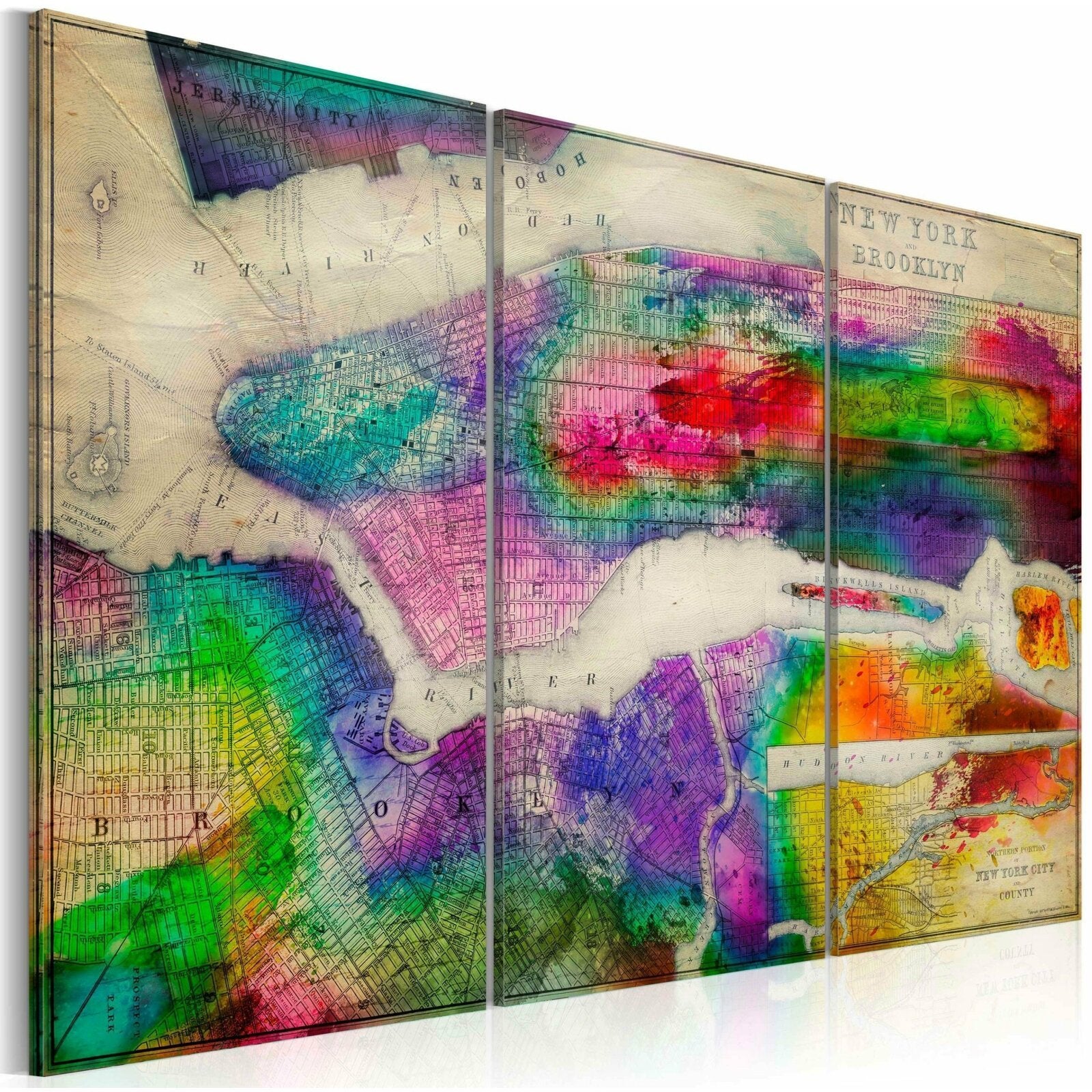 Tableau plan de la ville de new york : brooklyn - 120 x 80 cm | Leroy ...