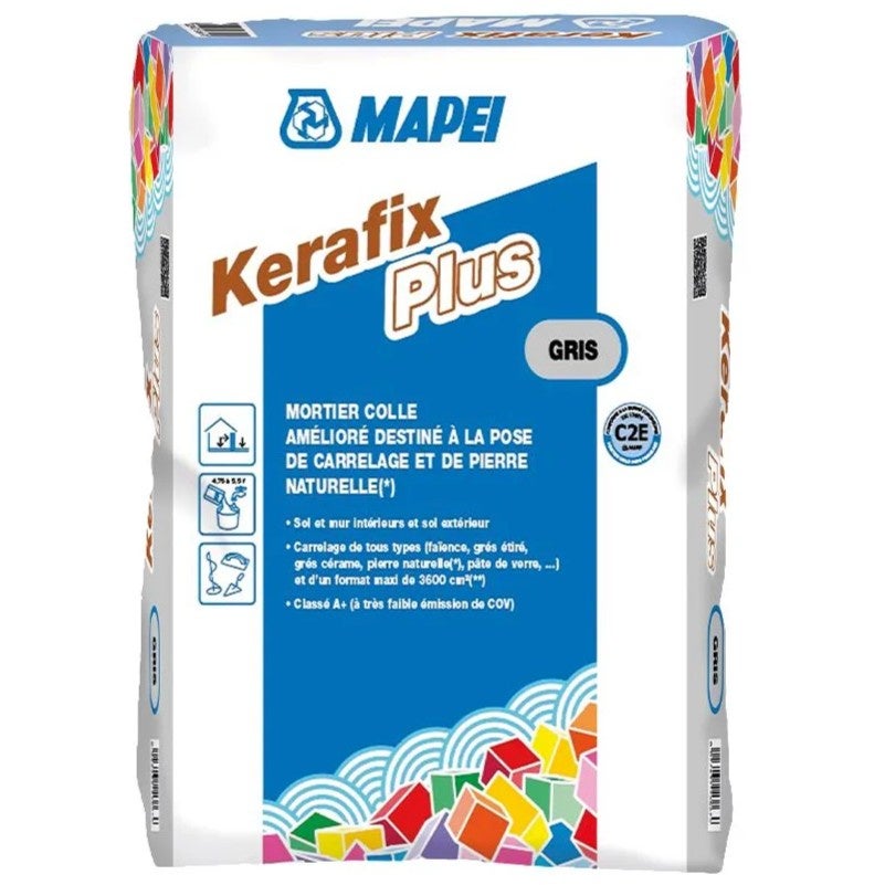 Mortier colle KERAFIX PLUS - Gris- réf : 1197925 - MAPEI | Leroy Merlin